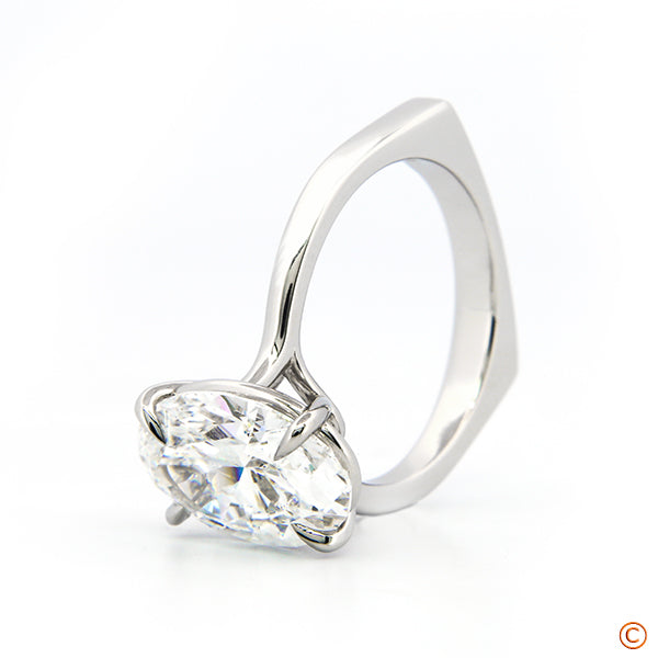 Custom Oval Shaped Solitaire Featuring A 4.12Ct Oval Diamond And A Eur