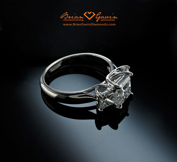 Brian Gavin’s 3 Stone Princess Cut Trellis Engagement Ring for Soldier