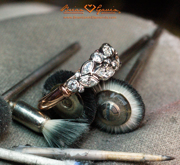 Magnificent Brian Gavin Custom Rose Gold and Platinum Diamond Ring for
