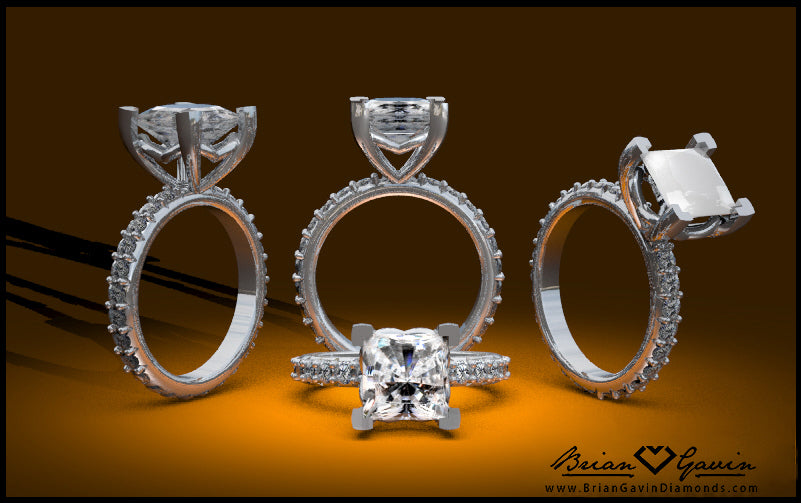 Brian Gavin‘s Fishtail Pave Diamond Engagement Ring Settings with Vari