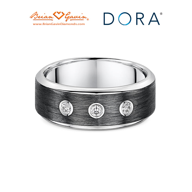 Isaac - Dora Carbon Fiber + Gold Men's Wedding Band | 592B03