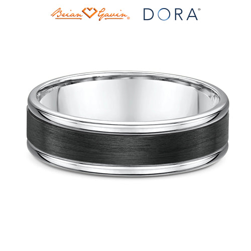 Ryan - Dora Carbon Fiber + Gold Men's Wedding band I 589B00