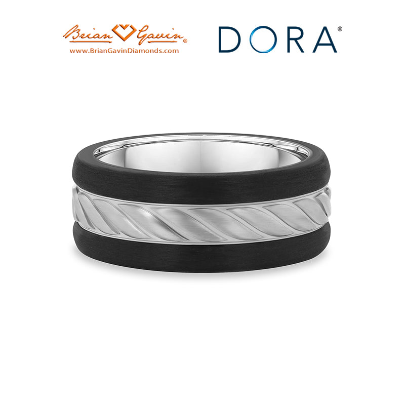 Luke - Dora Carbon Fiber + Gold Men's Wedding Band | 877B00
