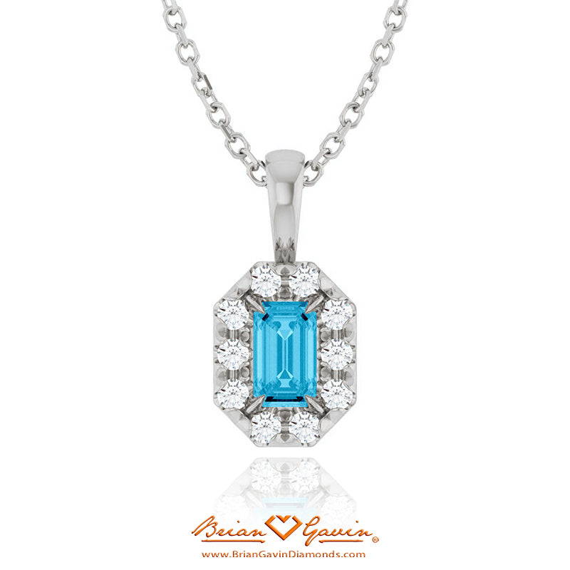 Natural Aquamarine and Diamond Necklace - Necklace I 88431:1084:P