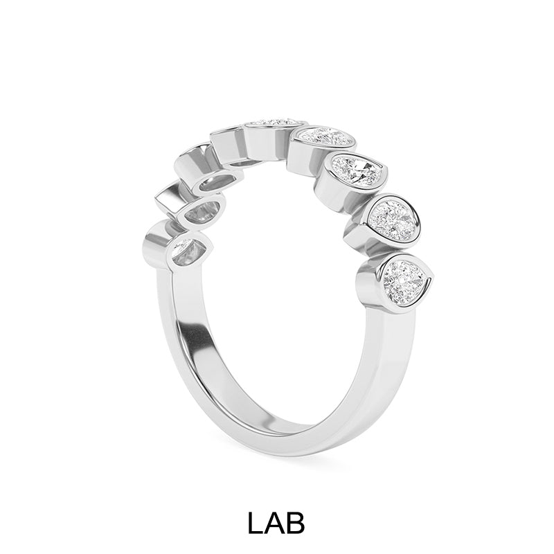 Half Eternity North/South Bezel Set Pear Shaped Lab Grown Diamond Band ...