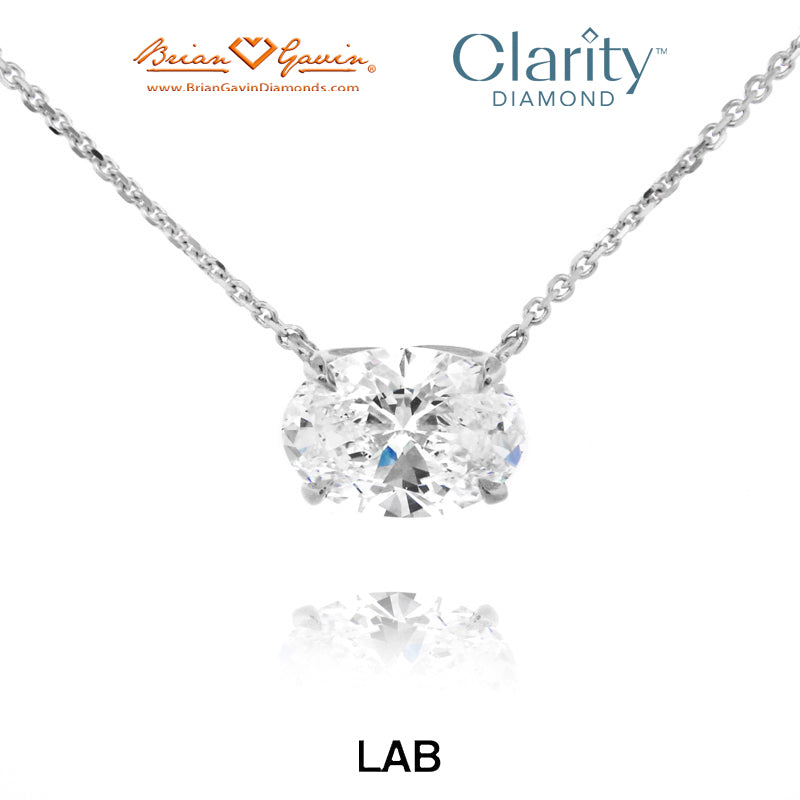 Certified Preset Lab Grown Oval Diamond Solitaire Pendant - Pendant