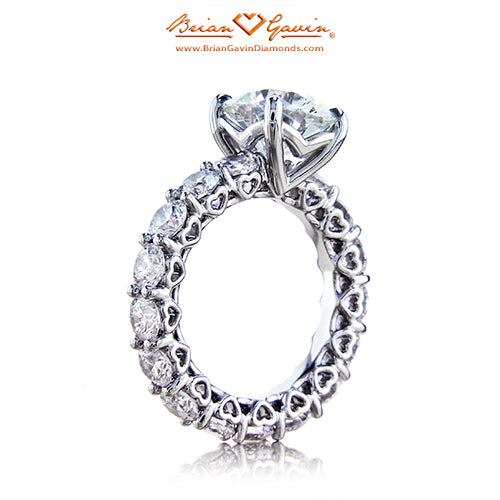 Platinum The Stephanie, Engagement Ring | Pave & Side Stones Diamond Ring.